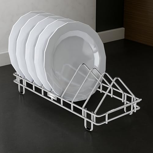 Plantex Stainless Steel Plate Stand for Kitchen Cabinet/Dish Organizer ...