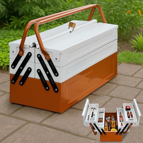 Plantex Tool Box Empty/18" Metal Tool Organizer 5- Compartments Metal ...