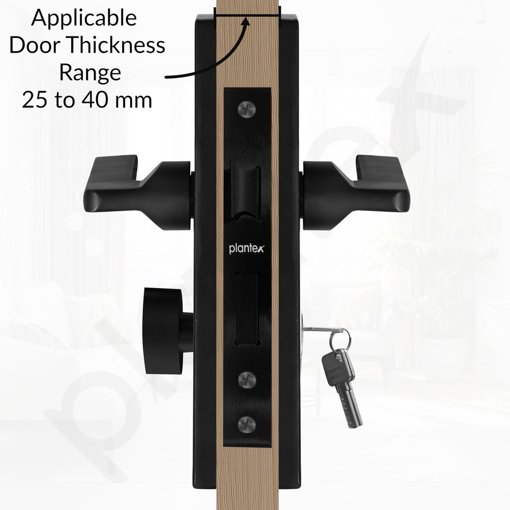 Plantex Stainless Steel Door Lock Handle Set/6-Lever Lock Mechanism wi ...