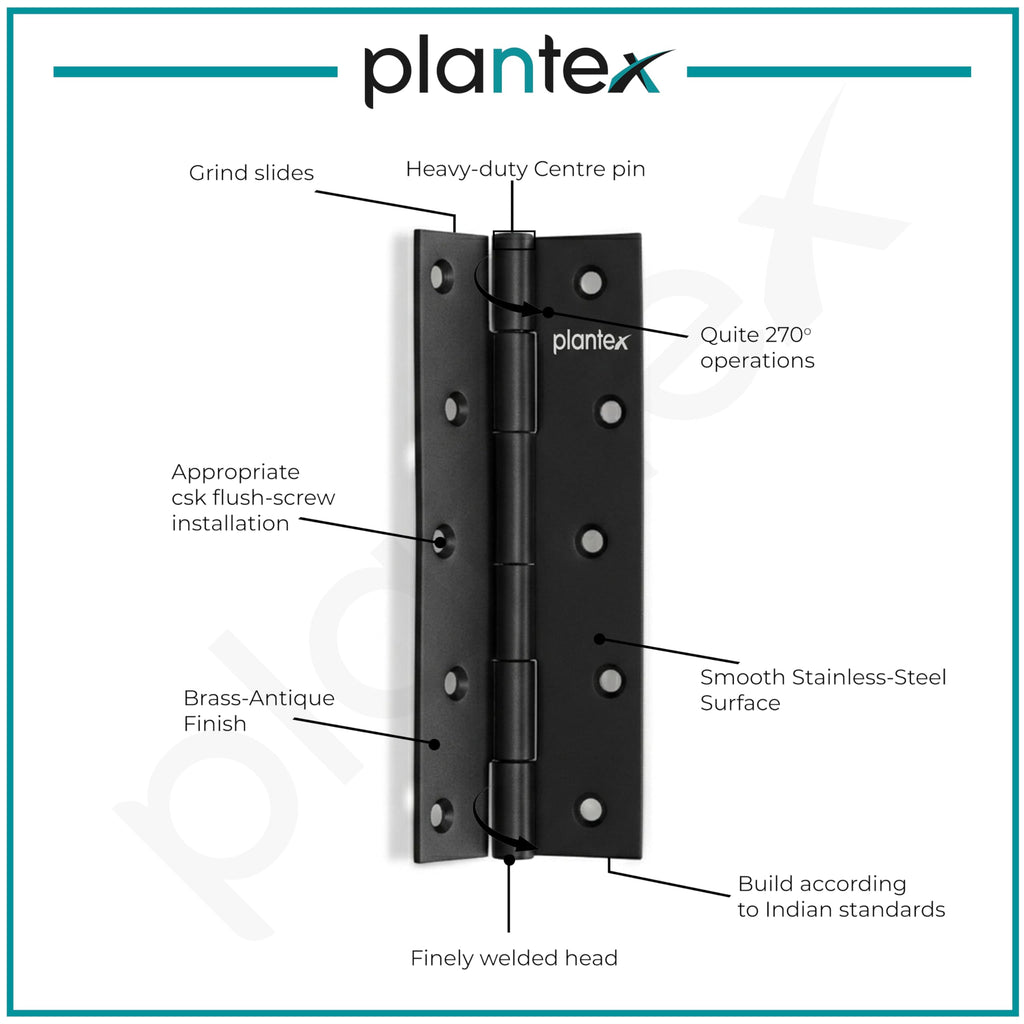 Plantex Door Hinges 6 Inch x 12 Gauge/2.5 mm Thickness/Hinges for Main ...