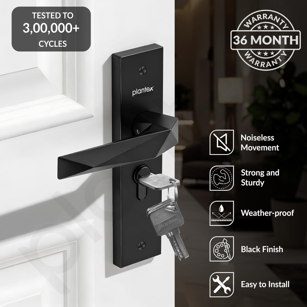 Plantex Heavy-Duty Door Lock Handle Set/6-Lever Lock Mechanism with 3 ...