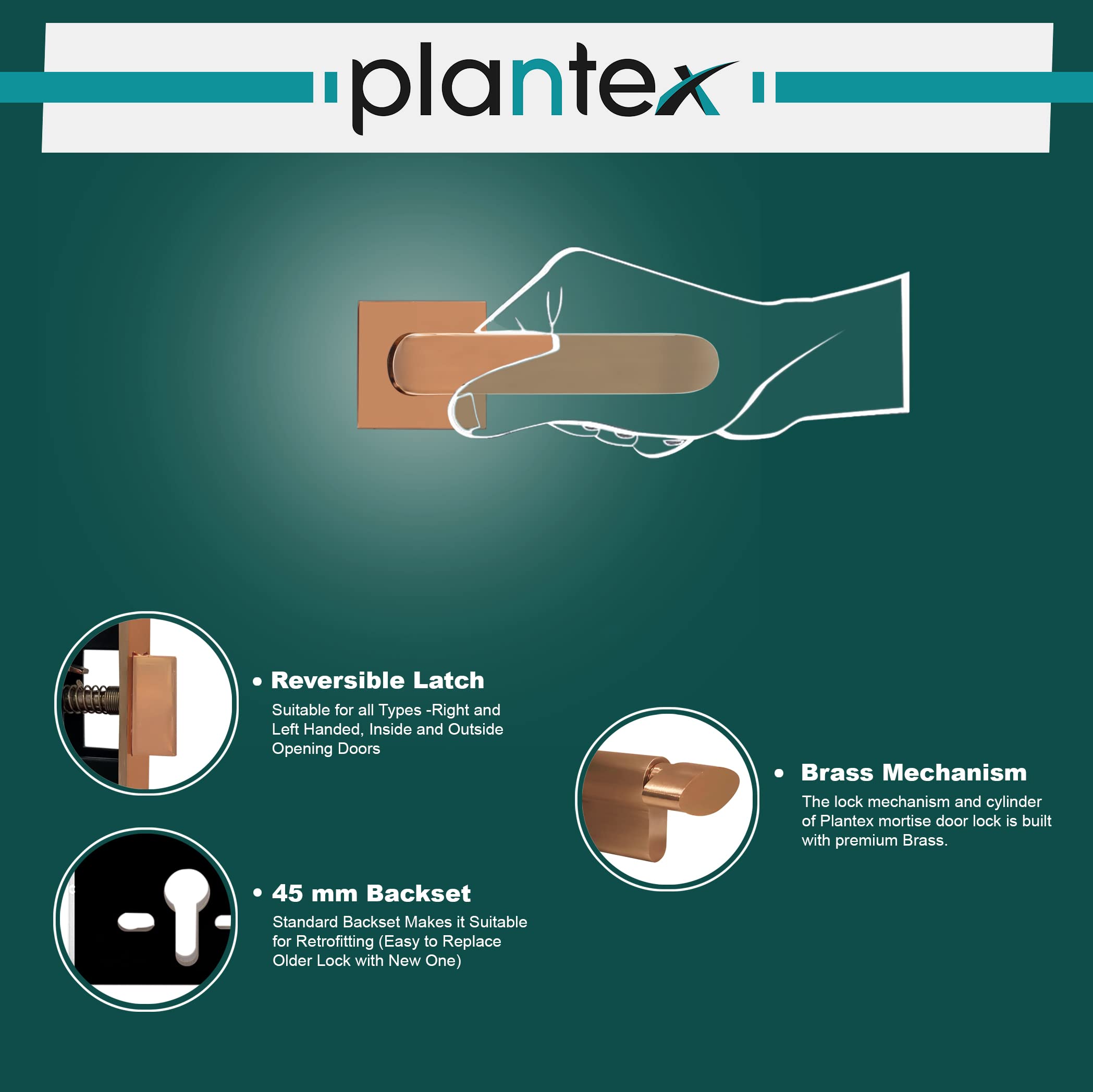 Plantex Heavy Duty Door Lock - Main Door Lock Set with 3 Keys/Mortise ...