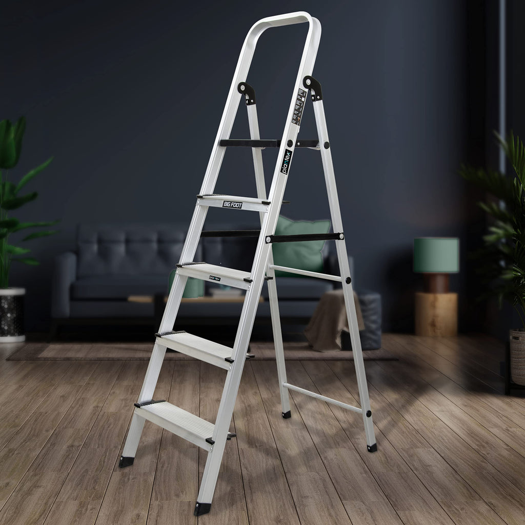 Plantex Big Foot 5 Step Foldable Aluminium Ladder/Step Ladder for Home ...