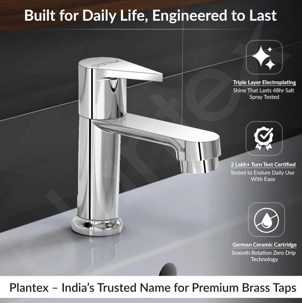 Plantex Pure Brass Pillar Tap for Wash Basin/Kitchen Taps for Home Sink ...