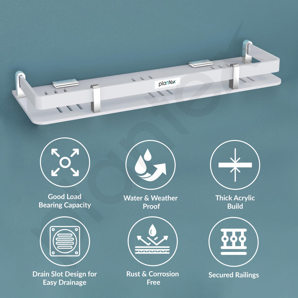 Plantex Acrylic Bathroom Shelf/Shelf for Bathroom Wall/Bathroom Shelf ...