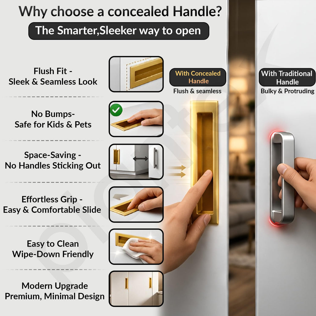 Plantex Sliding Door Handle/Concealed Handle for Sliding Door/224mm Co ...